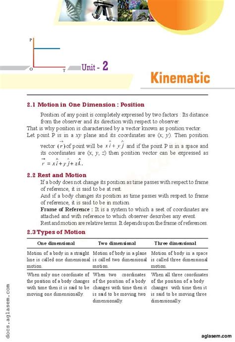 Class 11 Physics Notes For Kinematics Pdf Study Material Aglasem