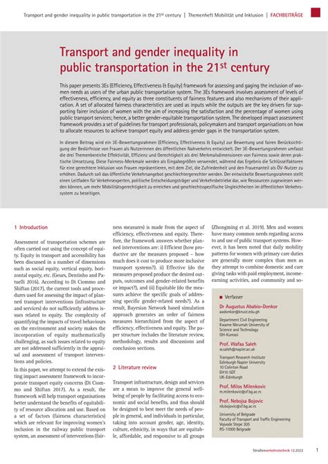 PDF Transport And Gender Inequality In Public Transportation In The St Century