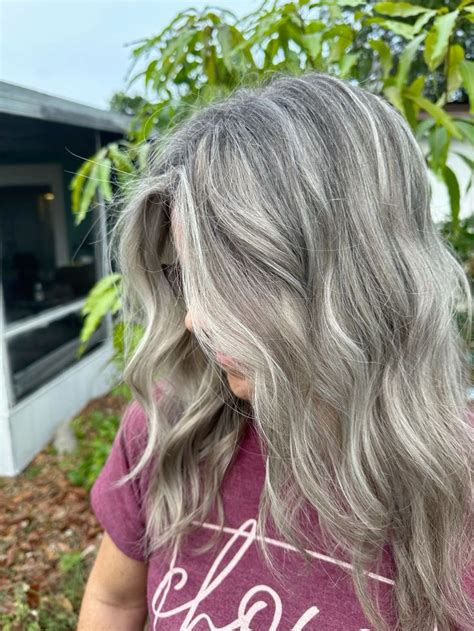 Grey Blending Highlights In 2025 Hair Highlights Grey Blonde Hair