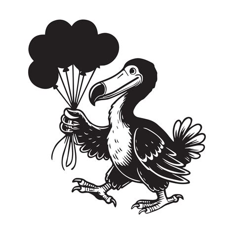 Vejestorio Clipart No Volador Pájaro Contorno Raphus Cucullatus Ilustración En Negro Y