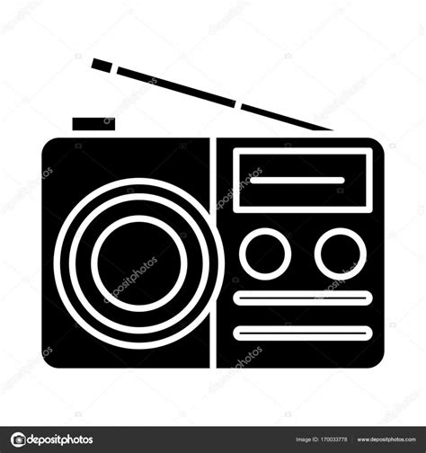 portable radio reciever icon vector illustration black sign on