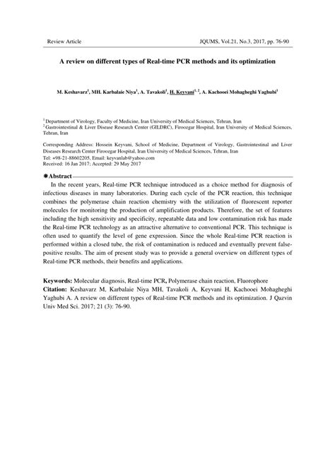 Pdf A Review On Different Types Of Real Time Pcr Methods And Its
