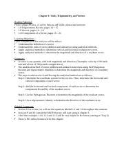 PHYS Chapter Docx Chapter Units Trigonometry And Vectors Reading Material From