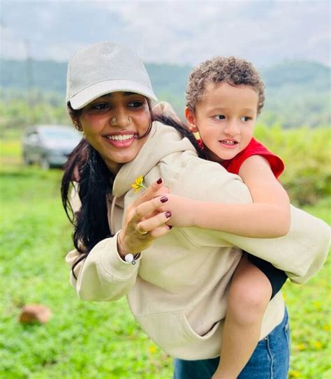 Sapthami Gowda Playing With Rishab Shetty Son Photos Goes Viral