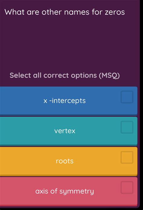 solved what are other names for zeros select all correct options msq