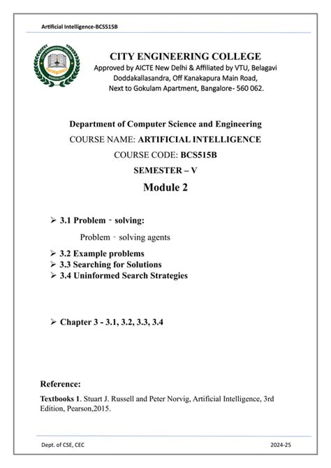 Bcs515b Module1 Vtu Notes Artificial Intelligence Module 2pdf