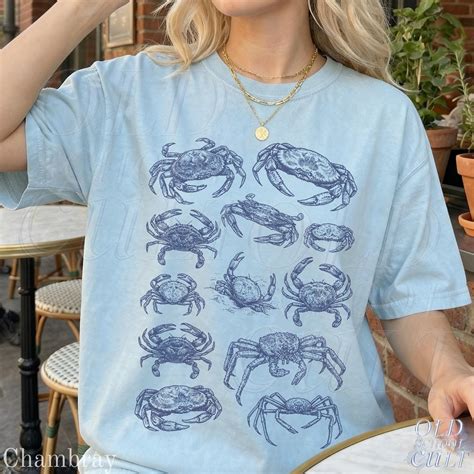 Crab 90s Vintage Tattoo Style Graphic Tshirt Retro Comfort Colors® Y2k