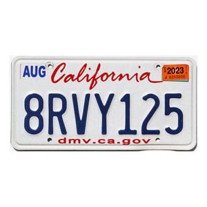 2023 California 8rvy125 License Plates Superstore