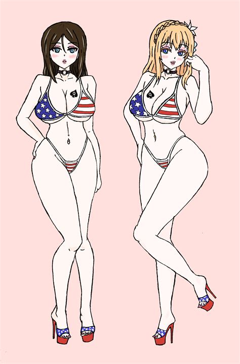 Rule 34 2girls American Flag Bikini Bimbo Bimbofication Blonde Hair