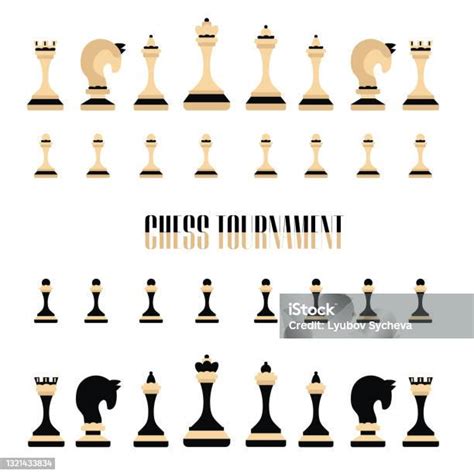 Koleksi Catur Putih Dan Hitam Turnamen Catur Set Catur Siluet Di Latar Belakang Putih Ilustrasi