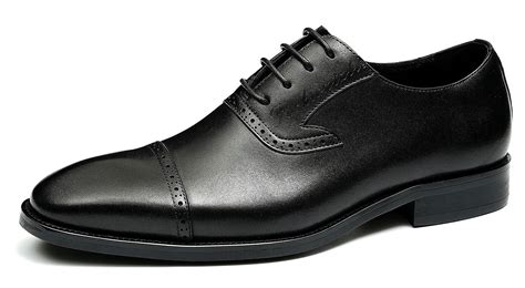 Santimon Black Dress Shoes For Men Classic Lace Up Oxford Shoes