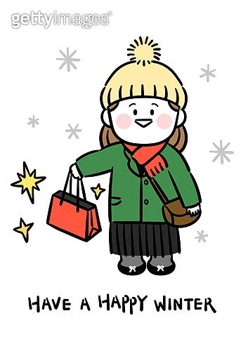 캐릭터 겨울 크리스마스 국경일 눈송이 쇼핑백 쇼핑 상업활동 상업이벤트 사건 이미지 Jv12118812 게티이미지뱅크