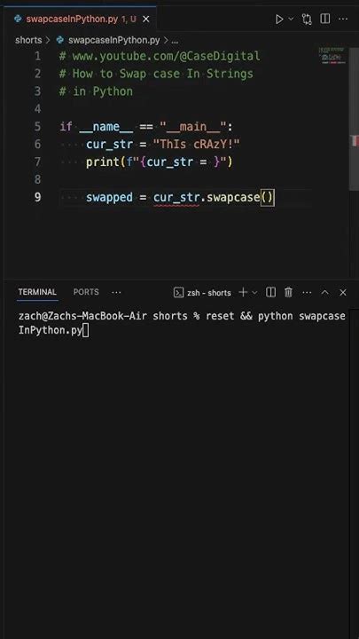 How To Swap String Case Inpython Python Code Programming Youtube