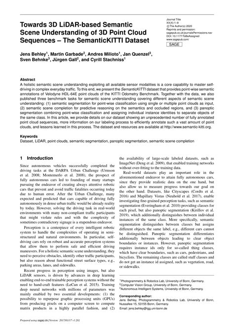 Pdf Towards 3d Lidar Based Semantic Scene Understanding Of 3d Point Cloud Sequences The