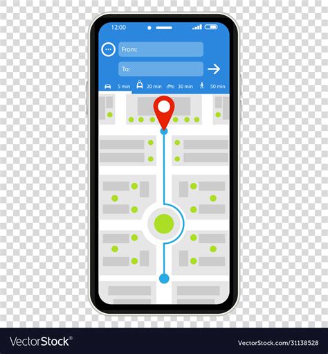 Mockup With Gps Navigation Phone Map Mobile Vector Image