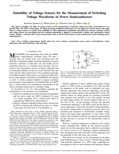 Pdf Suitability Of Voltage Sensors For The Measurement Of Switching