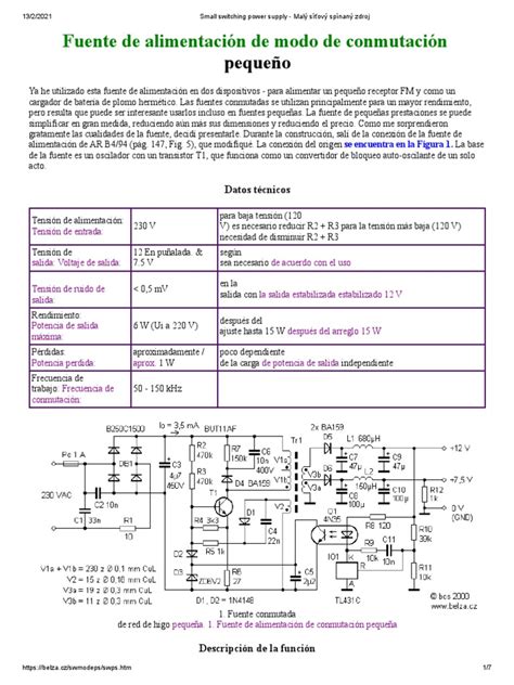 Small Switching Power Supply Malý Síťový Spínaný Zdroj Pdf Transformador Transistor