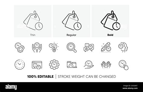 Time Management Line Icons Clock Timer Plan And Project Deadline