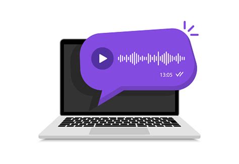 화면 노트북에 음성 메시지 거품 음성 메모 음성 채팅 통신을 위해 음성 메시지를 녹음합니다 소셜 미디어 디자인 벡터 그림입니다 3차원 형태에 대한 스톡 벡터 아트 및 기타