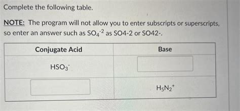 Solved Complete The Following Table Note The Program Will