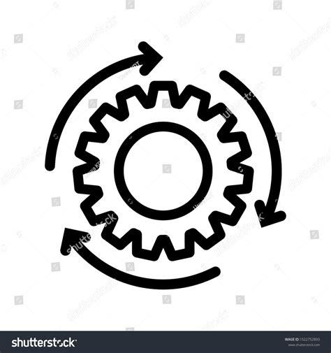 Agile Process Line Icon Gear Arrow เวกเตอร์สต็อก ปลอดค่าลิขสิทธิ์
