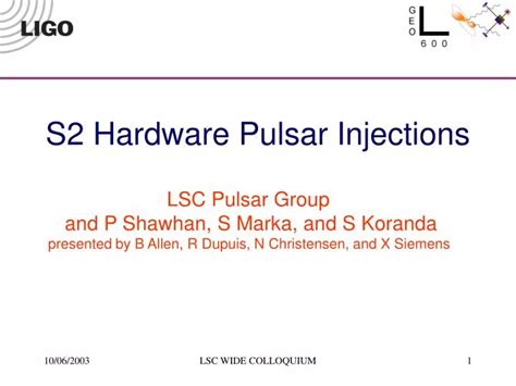 Ppt S2 Hardware Pulsar Injections Powerpoint Presentation Free