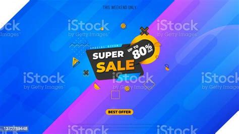 기하학적 배경의 판매 배너 템플릿 디자인 최대 80 할인 된 큰 판매 특별 제공 슈퍼 세일 시즌 종료 특별 제공 배너 벡터 그림입니다 개성 개념에 대한 스톡 벡터 아트 및