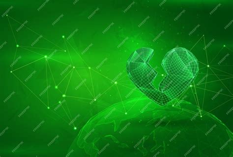 Premium Vector Object Over A Polygonal Planet On A Green Background Global Data Calculation