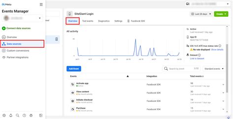 how to set up facebook app events for shopping app sitegiant support
