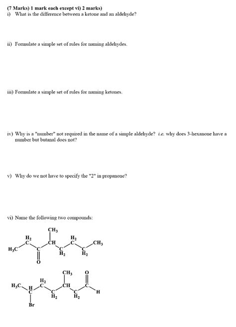 Solved Marks Mark Each Except Vi 2 Marks What Is The Difference Between Ketone And An