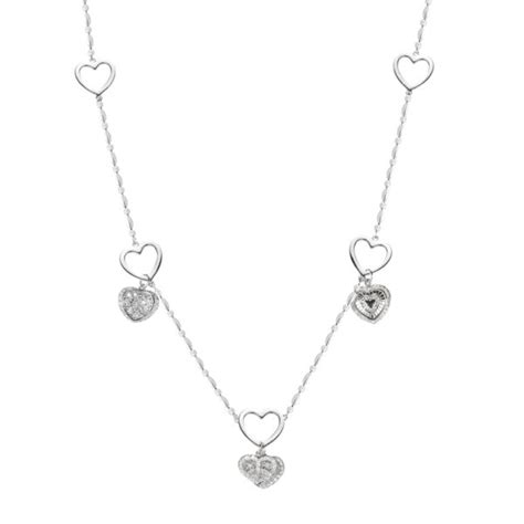 Sterling Silver 4 Heart Necklace 36” Length Peace And Love Jewelry