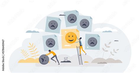 Positive Attitude With Optimistic Behavior And Mindset Tiny Person
