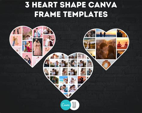 Heart Shape Photo Collage In Canva Frames Editable Canva Frame A Heart Shaped Memory Collage