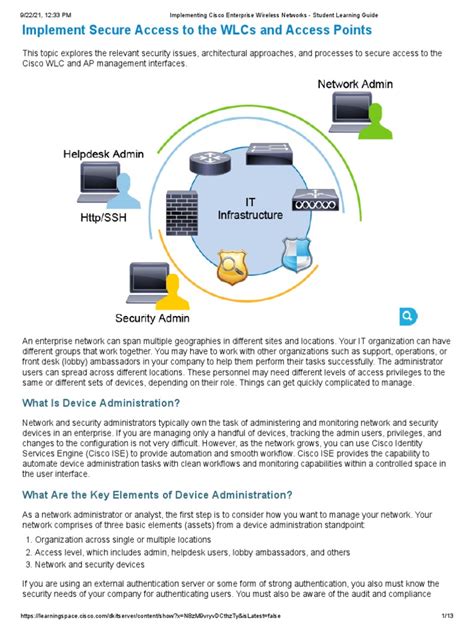 4 Implement Secure Access To The Wlcs And Access Points Pdf Radius