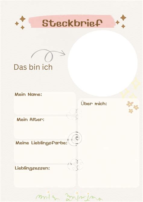 Steckbrief Vorlage Für Neue Mitarbeiter Praktikanten Oder Kinder