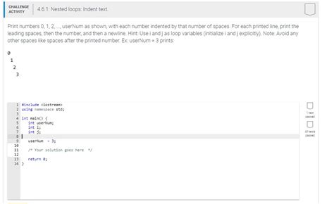 Solved Chllenge 461 Nested Loops Indent Text Activity