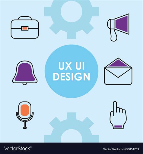 Icon Set Ux Ui Line Icons Half Color Royalty Free Vector