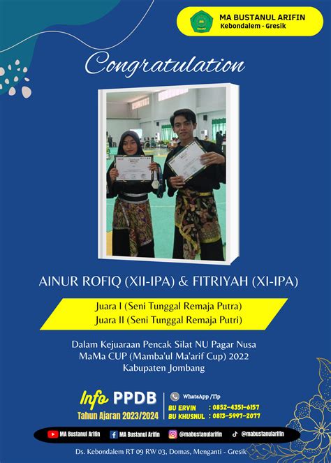 Ppdb 2023 2024 Ma Bustanul Arifin Gresik