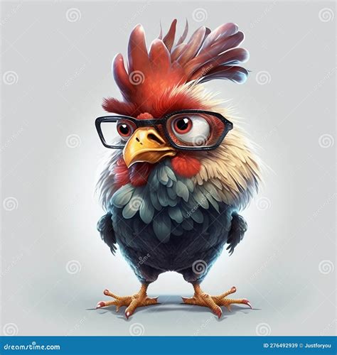 Cute Rooster Cartoon Character Illustration Isolated On White