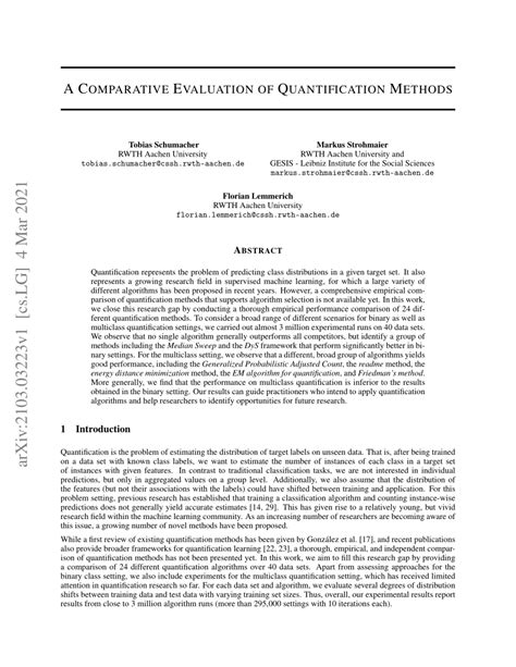 Pdf A Comparative Evaluation Of Quantification Methods