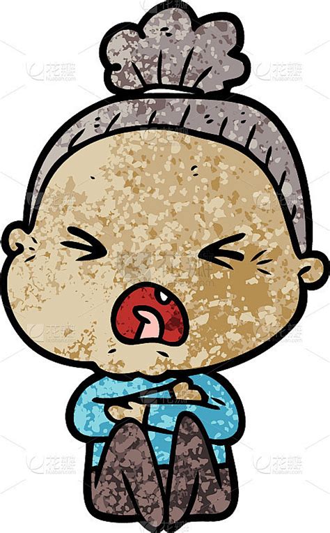 卡通愤怒老妇人