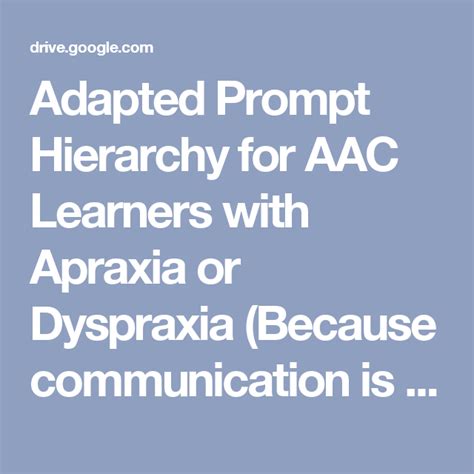 Adapted Prompt Hierarchy For Aac Learners With Apraxia Or Dyspraxia
