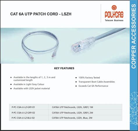 POLYCAB CAT 6A PATCH CORD 1 MTR At 112 Piece Cat 6 Ethernet Patch Cable In Ahmedabad ID
