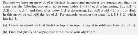 Solved Suppose We Have An Array A Of N Distinct Integers And Chegg Com