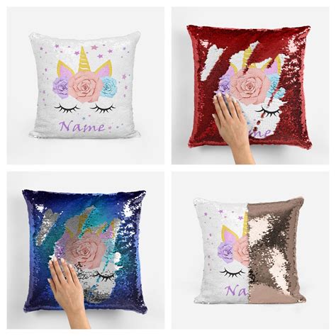 Personalised Reversible Sequin Cushion Add Image Add Text Etsy