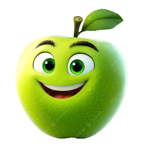 Smiling Green Apple Cartoon Png Vector Psd And Clipart With