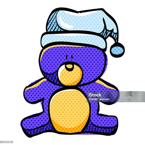 테디 베어 하프 톤 아이콘 손으로 그린 컬러 벡터 일러스트 레이 션 곰에 대한 스톡 벡터 아트 및 기타 이미지 곰 귀여운 기념품 Istock