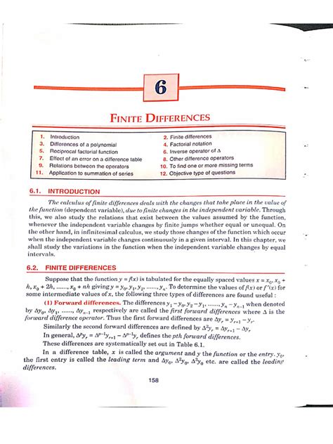 Finite Difference Calculus Pdf