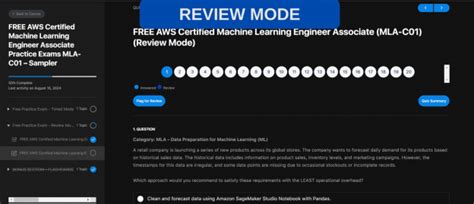 FREE AWS Certified Machine Learning Engineer Associate Practice Exam Sampler Tutorials Dojo