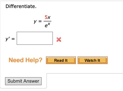 solved differentiate y ex5x y′